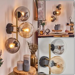 hofstein Gastor Wandleuchte Glas 15 cm Gold, Schwarz, 3-flammig