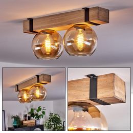 hofstein Montgomery Deckenleuchte Glas 15 cm Naturfarben, Schwarz, 2-flammig