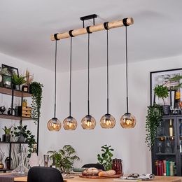 hofstein Koyoto Pendelleuchte Glas 15 cm Naturfarben, Schwarz, 5-flammig