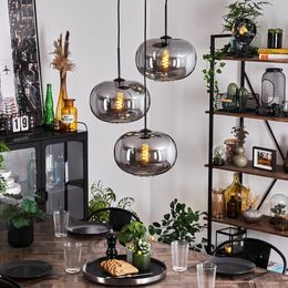 hofstein Apedo H&auml;ngeleuchte Glas 30cm Rauchfarben, 3-flammig