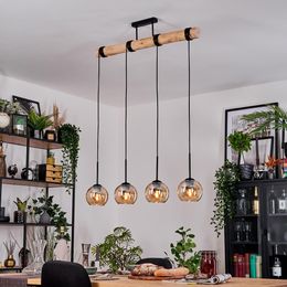 hofstein Koyoto H&auml;ngeleuchte Glas 15 cm Naturfarben, Schwarz, 4-flammig