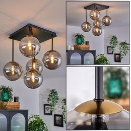 hofstein Chehalis Deckenleuchte Glas 15 cm Gold, Schwarz, 5-flammig