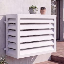 Verkleidung f&uuml;r Klimaanlage/W&auml;rmetauscher MCW-O43, Abdeckung Schutzgitter, Metall 73x97x38cm ~ grau-wei&szlig;
