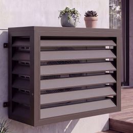 Verkleidung f&uuml;r Klimaanlage/W&auml;rmetauscher MCW-O43, Abdeckung Schutzgitter, Metall 73x97x38cm ~ dunkelbraun