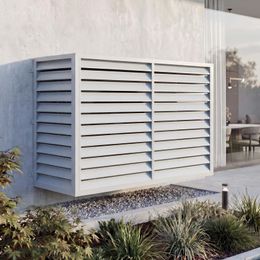 Verkleidung f&uuml;r Klimaanlage/W&auml;rmetauscher MCW-O43, Abdeckung Schutzgitter, Metall 132x175x75cm ~ grau-wei&szlig;