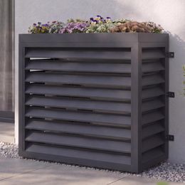 Verkleidung f&uuml;r Klimaanlage/W&auml;rmetauscher MCW-O43 mit Pflanzkasten, Abdeckung, Metall 118x124x65cm ~ anthrazit