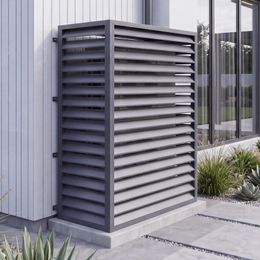 Verkleidung f&uuml;r Klimaanlage/W&auml;rmetauscher MCW-O43, Abdeckung Schutzgitter, Metall 164x127x65cm ~ anthrazit