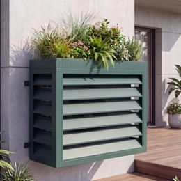 Verkleidung f&uuml;r Klimaanlage/W&auml;rmetauscher MCW-O43 mit Pflanzkasten, Abdeckung, Metall 80x97x38cm ~ gr&uuml;n