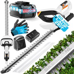 Masko&reg; Akku Heckenschere Profi Hecken & Strauchschere 57cm Schnittl&auml;nge Inkl. 21V Akku 2,0 Ah & Ladeger&auml;t kabellos Elektro-Heckenschere 27mm Zahnabstand Dual Schnittklingen Verstellbarer Griff