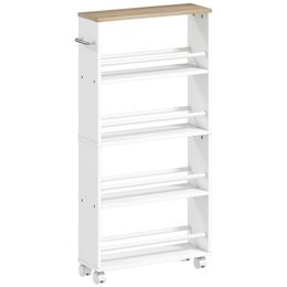 HOMCOM Rollwagen, Natur, Holzwerkstoff, 4 F&auml;cher, 15x91x45 cm, Esszimmer, Servierwagen
