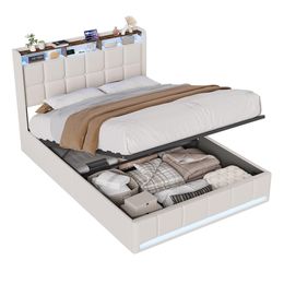 EuroLiving Polsterbett, Beige, Metall, 140x200 cm, Schlafzimmer, Betten, Polsterbetten