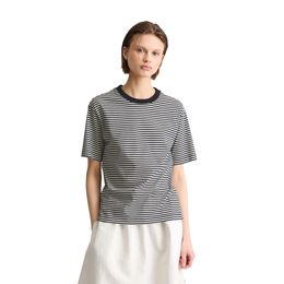 Marc O'Polo Damen T-Shirtdunkelblau, Gr. S, MARC O'POLO DENIM, Obermaterial: 100% Baumwolle, Shirts, Streifen-T-Shirt regular aus Organic Cotton