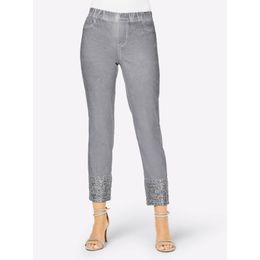 WITT Damen Hose mit Stickerei und Pailletten, silberfarben, Gr&ouml;&szlig;e 19