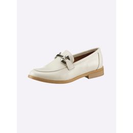 Heine Damen Slipper, Natur, Gr. 37, Mokassins & Slippers, Material: Rindsleder