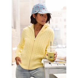 Lascana Strickjacke hellgelb Gr. 36/38 f&uuml;r Damen. Figurumspielend. Nachhaltig.