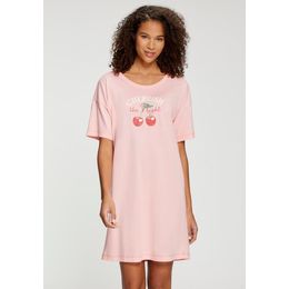 VIVANCE DREAMS BY LASCANA Sleepshirt pink Gr. 44/46 f&uuml;r Damen. Rundhals und Print. Loose Fit. Nachhaltig.