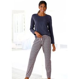 VIVANCE DREAMS BY LASCANA Pyjama mehrfarbig Gr. 32/34 f&uuml;r Damen. Rundhals und Allover-Druck. Bequem. Nachhaltig.