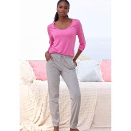 VIVANCE DREAMS BY LASCANA Pyjama mehrfarbig Gr. 36/38 f&uuml;r Damen. Rundhals und Print. Basic Schmal