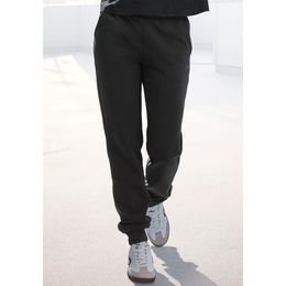 Buffalo Sweathose 'BuffaloTiger' schwarz Gr. 48/50 f&uuml;r Damen. Mit Kordel, Kordelzug, Stickerei. Bequem. Nachhaltig.