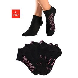 Bench. Sneakersocken 'Kurzsocken Damen ohne Frottee, weicher Bundabschluss' schwarz Gr. 39-42 f&uuml;r Damen. Mit Logoschriftzug. Elastisch. Nachhaltig.