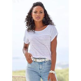 BEACHTIME BY LASCANA T-Shirt 'mit Streifendesign' mehrfarbig Gr. 36/38 f&uuml;r Damen. Mit Rundhals. Bequem. Nachhaltig.