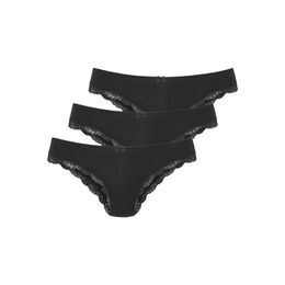 Lascana Brasilslip schwarz Gr. 44/46 f&uuml;r Damen. Mit Spitze, Schleife. K&ouml;rpernah. Nachhaltig.