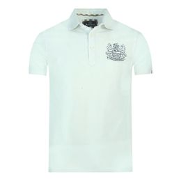 Aquascutum Aldis Crest Brust Logo Wei&szlig;es Polo-Shirt
