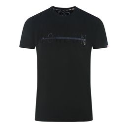 Aquascutum London 1851 Split Logo Schwarzes T-Shirt