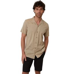 Threadbare. Threadbare - Hemd f&uuml;r Herren, kurz&auml;rmlig (Steinfarben)