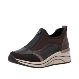 Remonte Damen Slip-On Sneaker, Gr. 37braun, metallic, Lederimitat, Textil, Schuhe, Freizeitschuh, Halbschuh, Schlupfschuh mit Front-Rei&szlig;verschluss