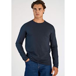 LINDBERGH Herren Langarmshirt "T-Shirt (Langarm) Relaxed Fit", blau, Gr. XXL, unifarben, Obermaterial: 95% Baumwolle, 5% Elasthan, Shirts