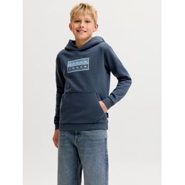 Jack & Jones Kinder Kapuzensweatshirt "JCOFUSION GRAPHIC SWEAT HOOD UNB SN JNR"outer space detail:brushed, Gr. 140, JACK & JONES JUNIOR, bedruckt, angeraute
