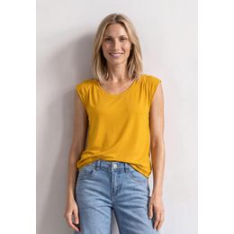 Street One Damen Shirttopsaffron gelb, Gr. 36, unifarben, Stoff, 95% Viskose, 5% Elasthan, Tops, aus stretchigem Viskosematerial