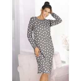 VIVANCE DREAMS BY LASCANA Nachthemd mehrfarbig Gr. 36/38 f&uuml;r Damen. Rundhals und Allover-Druck. Basic. Nachhaltig.