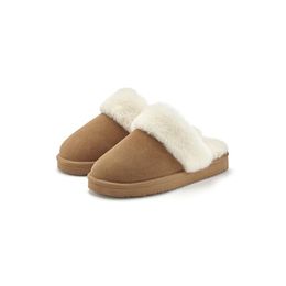 VIVANCE DREAMS BY LASCANA Pantolette 'Pantoffeln, Clogs, Schlappen, Hausschuh,' camelfarben Gr. 38 f&uuml;r Damen. Nachhaltig.