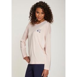 VIVANCE DREAMS BY LASCANA Langarmshirt pink Gr. 36/38 f&uuml;r Damen. Rundhals und Druck. Loose Fit