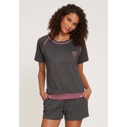 VIVANCE DREAMS BY LASCANA Shorty mehrfarbig Gr. 56/58 f&uuml;r Damen. Rundhals und Kontrastnaht, Druck, Kontraststreifen. Basic. Nachhaltig.