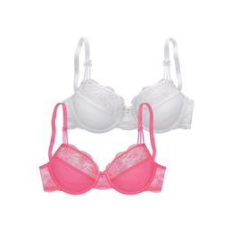 NUANCE BY LASCANA B&uuml;gel-BH pink+wei&szlig; Gr. 85B. Mit B&uuml;gel