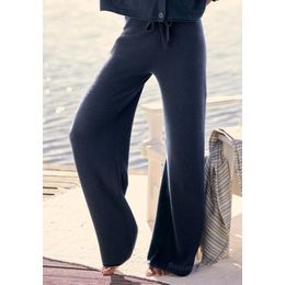 ELBSAND Loungehose blau Gr. 32/34 f&uuml;r Damen. Mit Logoschriftzug. Bequem. Nachhaltig.