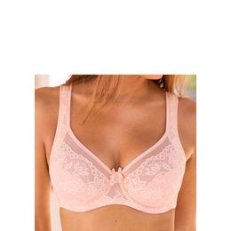 NUANCE BY LASCANA Entlastungs-BH ', B&uuml;gel-BH, Spitzen-BH' pink Gr. 90C. Mit Mesheinsatz, Spitze, Schleife. Mit B&uuml;gel Und Mit Seitlichen St&auml;bchen