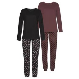 VIVANCE DREAMS BY LASCANA Pyjama mehrfarbig Gr. 48/50 f&uuml;r Damen. Rundhals und Allover-Druck. Basic. Nachhaltig.