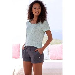 VIVANCE DREAMS BY LASCANA Shorty mehrfarbig Gr. 40/42 f&uuml;r Damen. Rundhals und Druck