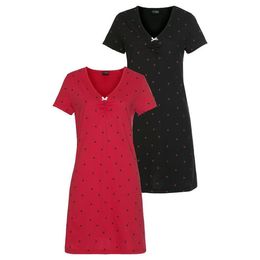 VIVANCE DREAMS BY LASCANA Nachthemd mehrfarbig Gr. 40/42 f&uuml;r Damen. Mit mit kleiner Raffung. Figurumspielend. Nachhaltig.