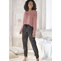 VIVANCE DREAMS BY LASCANA Pyjama mehrfarbig Gr. 32/34 f&uuml;r Damen. Rundhals und Allover-Druck. Loose Fit. Nachhaltig.