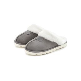 VIVANCE DREAMS BY LASCANA Pantolette 'Pl&uuml;sch Hausschuh, Pantoffeln, Clogs, Schlappen, Hausschuh,' grau Gr. 37 f&uuml;r Damen. Mit Fellimitat