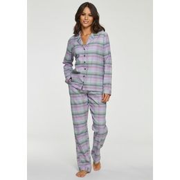 VIVANCE DREAMS BY LASCANA Pyjama mehrfarbig Gr. 32 f&uuml;r Damen. V-Ausschnitt und Allover-Druck. Klassisch. Nachhaltig.