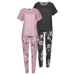 VIVANCE DREAMS BY LASCANA Pyjama violett Gr. 40/42 f&uuml;r Damen. Rundhals und Allover-Druck. Basic. Nachhaltig.