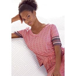 VIVANCE DREAMS BY LASCANA Pyjamaoberteil mehrfarbig Gr. 32/34 f&uuml;r Damen. Mit V-Ausschnitt. Bequem. Nachhaltig.