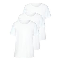 BEACHTIME BY LASCANA T-Shirt 'mit modischem Schlitz am Saum' wei&szlig; Gr. 40/42 f&uuml;r Damen. Mit Rundhals. Figurumspielend. Nachhaltig.