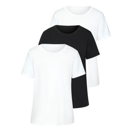 BEACHTIME BY LASCANA T-Shirt 'mit modischem Schlitz am Saum' mehrfarbig Gr. 32/34 f&uuml;r Damen. Mit Rundhals. Figurumspielend. Nachhaltig.